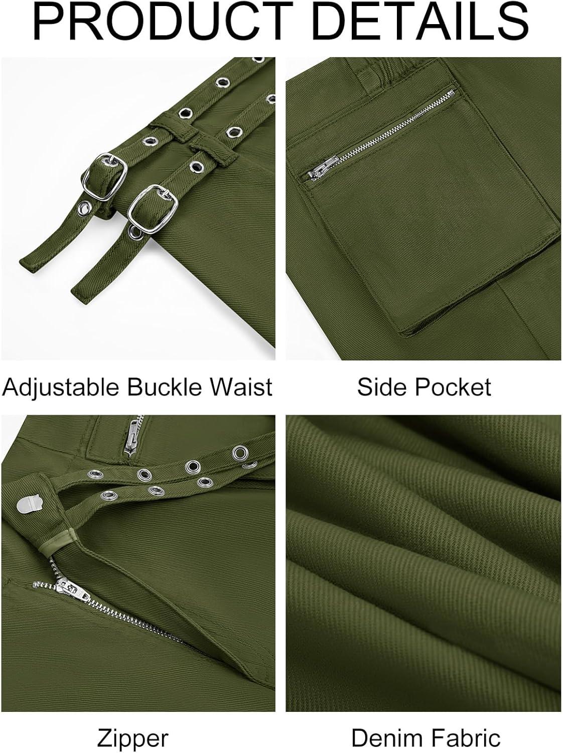 Cicy Bell Womens Wide Leg Jeans with Buckle Detail Casual Mid Rise ...