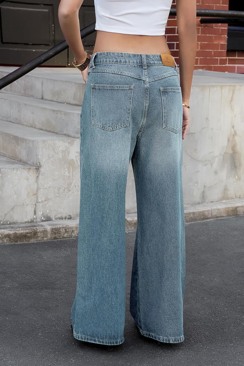 Cicy Bell Womens High Waisted Baggy Jeans Wide Leg Boyfriend Loose Denim Pants with Pockets(Wash ...