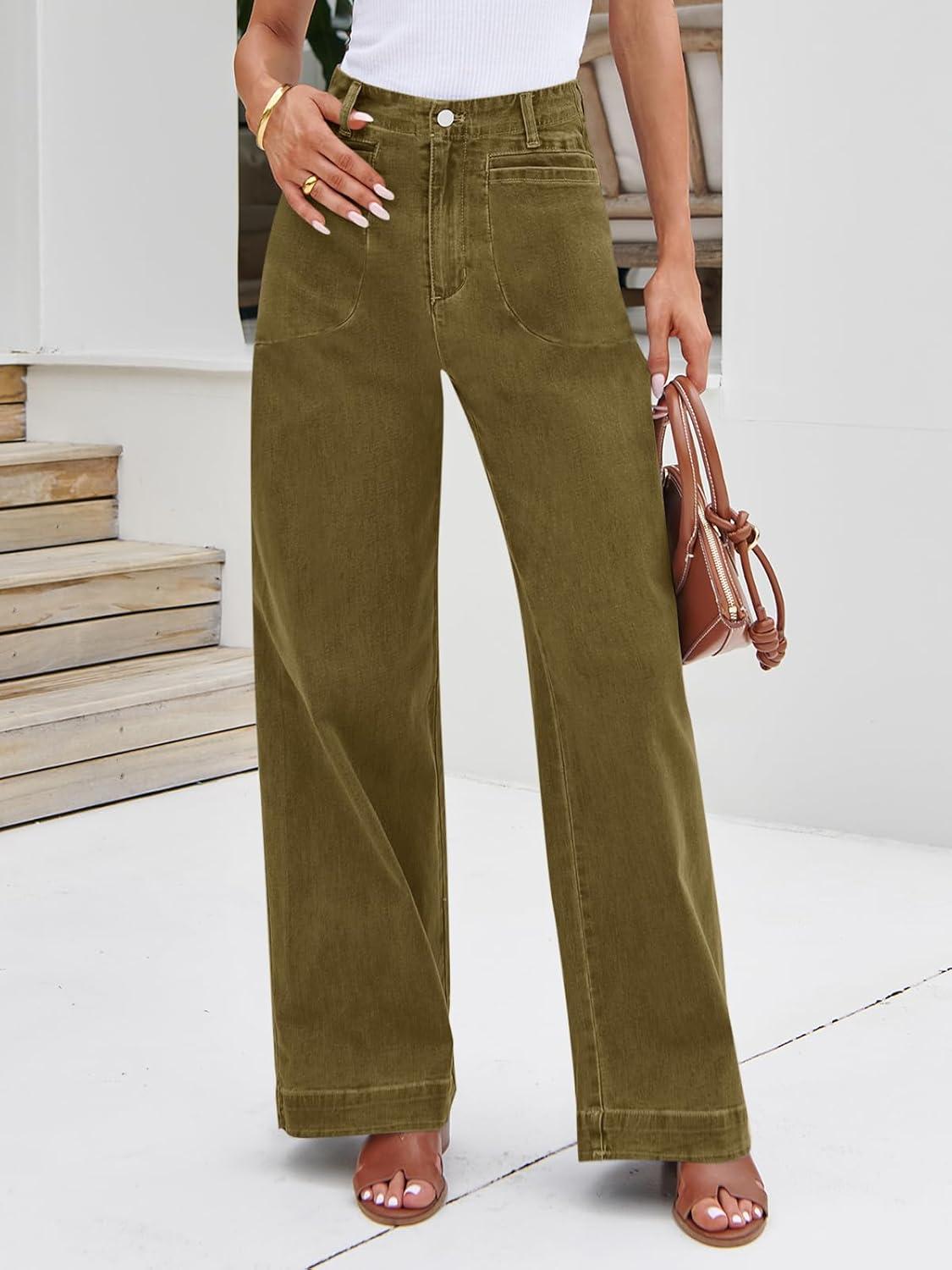 Cicy Bell Womens Wide Leg Jeans High Waisted Stretchy Baggy Loose Denim Casual Pants with ...