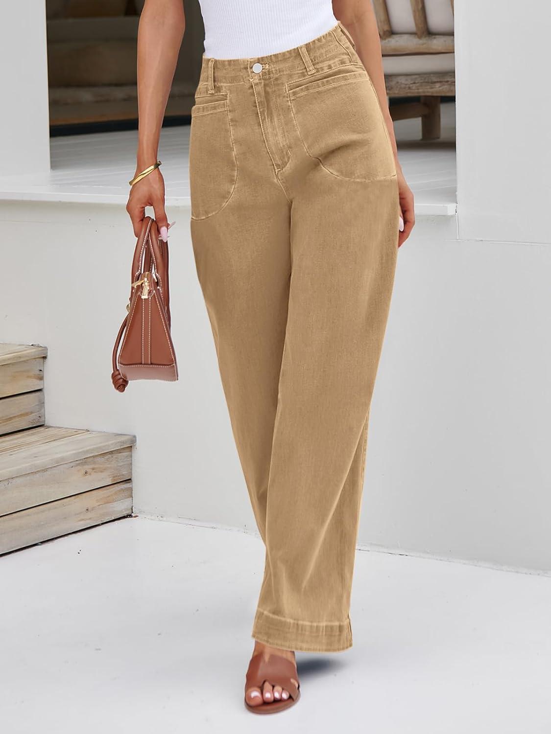 Cicy Bell Womens Wide Leg Jeans High Waisted Stretchy Baggy Loose Denim Casual Pants with ...