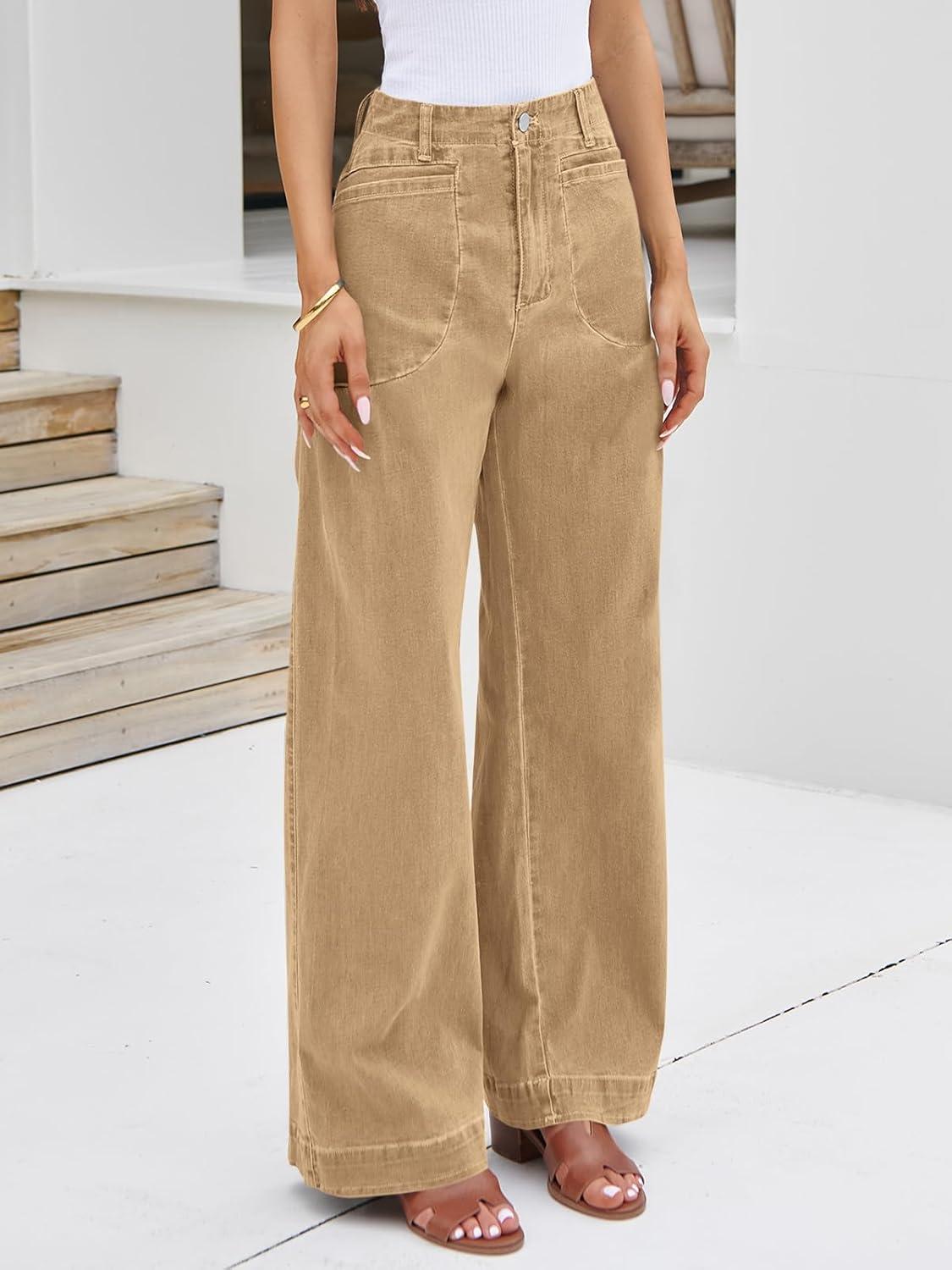 Cicy Bell Womens Wide Leg Jeans High Waisted Stretchy Baggy Loose Denim Casual Pants with ...