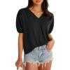 Cicy Bell Womens Puff Short Sleeve T-Shirts V Neck Summer Casual ...